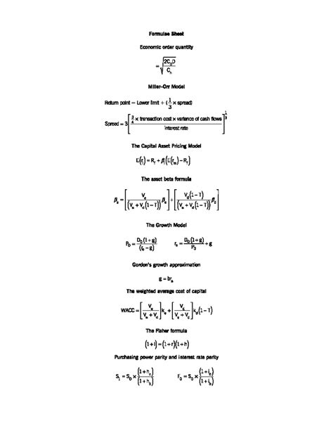 ACCA F Formula Financial Management Studocu