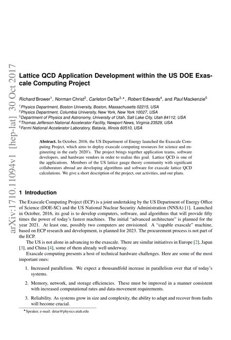 Pdf Lattice Qcd Application Development Within The Us Doe Exascale