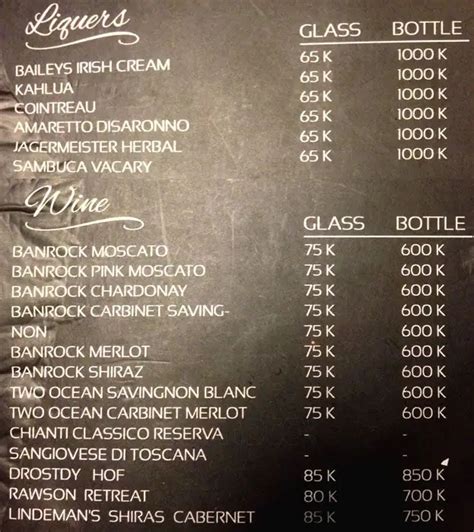 Menu At Beer Basement Pub And Bar Jakarta