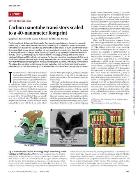 Pdf Carbon Nanotube Transistors Scaled To A 40 Nanometer Footprint · 2018 8 20 · Fig 2