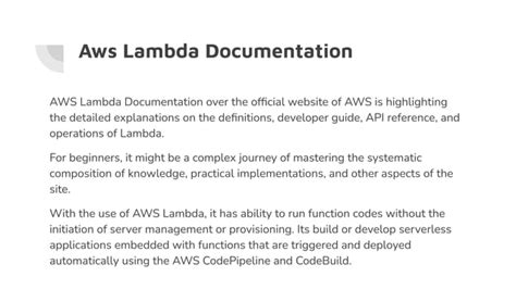 Aws Lambda Documentation Ppt