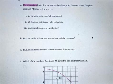 Solved A Use Six Rectangles To Find Estimates Of Each Type