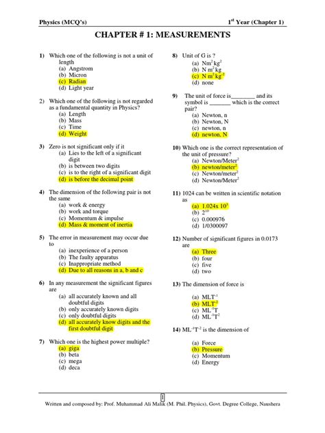 Chapter 1 Measurements Pdf Measurement Observational Error