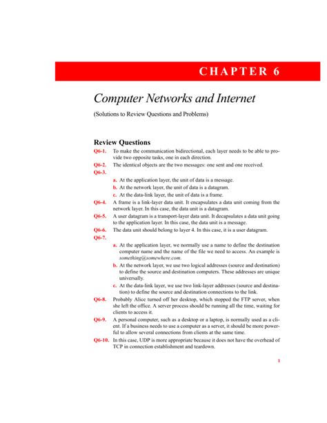 computer networks and internet solutions to review questions