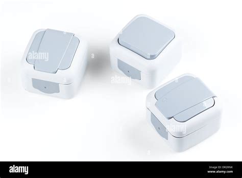 Electric Sockets And Light Socket Switch Isolated On White Background