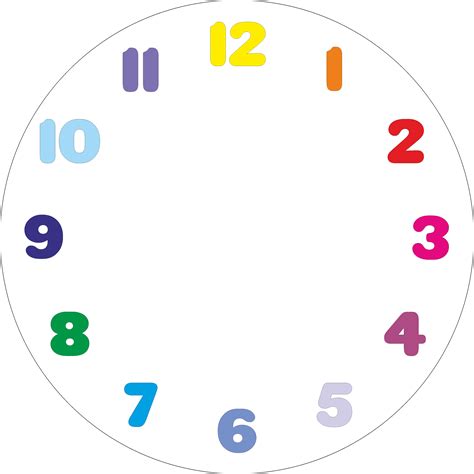 Clock Face Colored Numbers 01 Uv Print Time For Wood
