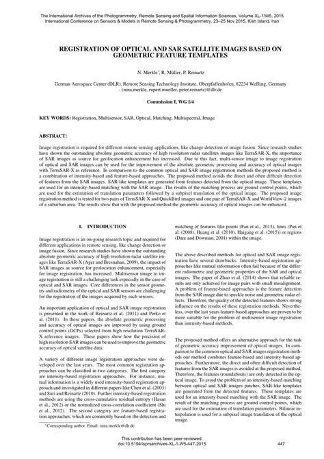 pdf registration of optical and sar satellite images based on