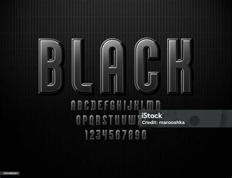 3d 현대 블랙 글꼴 트렌디 한 어두운 알파벳 응축 된 문자와 숫자 벡터 일러스트 레이션 10eps 검은색에 대한 스톡 벡터
