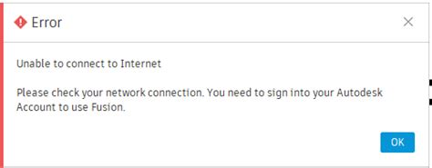 Fusion 360 실행 시 Unable To Connect To Internet 오류 메세지 후 실행 불가자문을 구합니다