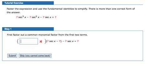 Solved Tutorial Exercise Factor The Expression And Use The Chegg Com