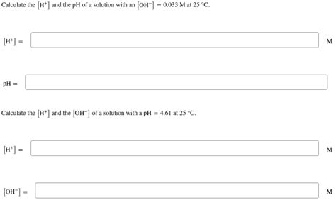 Solved Calculate The H And The PH Of A Solution With An Chegg Com