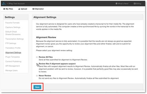 Alignment Settings Play Media Support
