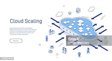 Cloud Scaling Solution Concept Cloud Computing Technology Is Easy Handles Growing And Decreasing