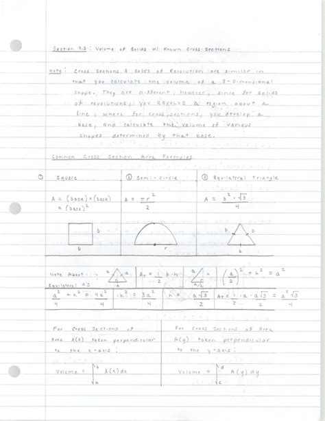 SOLUTION Ap Calculus Ab Section 7 3 Volume Of Solids With Known Cross Sections Studypool