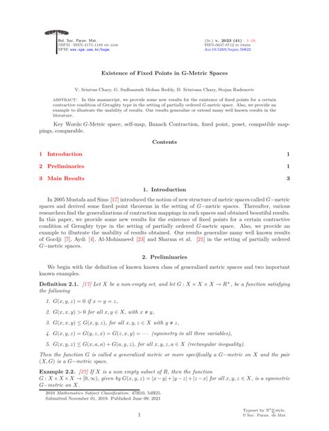 Pdf Existence Of Fixed Points In G Metric Spaces
