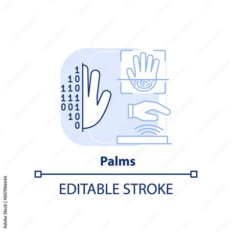 Palms Light Blue Concept Icon Biometric Identification Technology Abstract Idea Thin Line