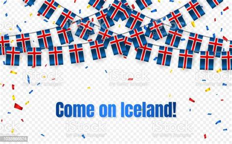 투명 한 배경 색종이와 아이슬란드 갈 랜드 깃발 걸어 축 하 템플릿 배너 벡터 일러스트 레이 션에 대 한 멧 새 공휴일에 대한 스톡 벡터 아트 및 기타 이미지 Istock