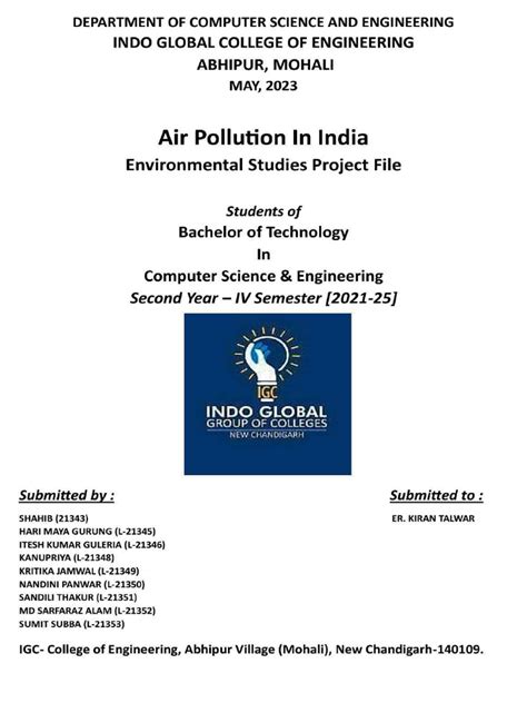 Evs Project File Air Pollution Pdf