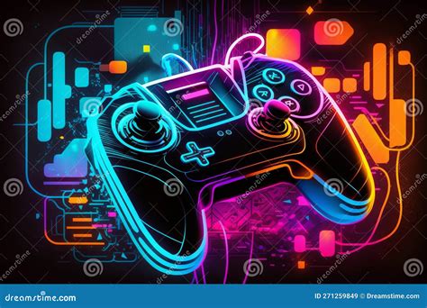 Video Game Controller Neon Gaming Background Stock Illustration