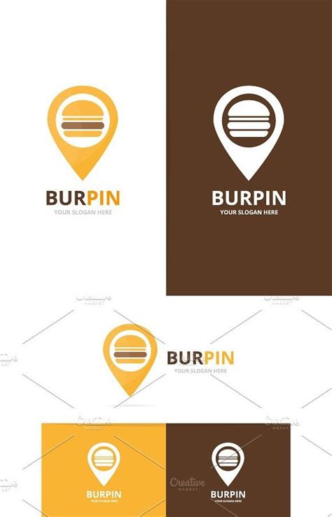 Vector Burger And Map Pointer Logo Combination Hamburger And Gps