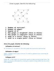 Given The Graph Find Vertices Degree And Edges Docx Given The Graph