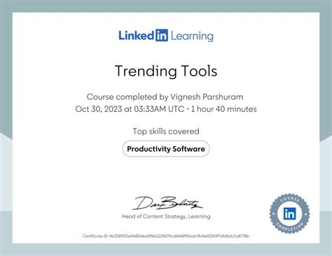 Vignesh Parshuram On Linkedin Certificate Of Completion