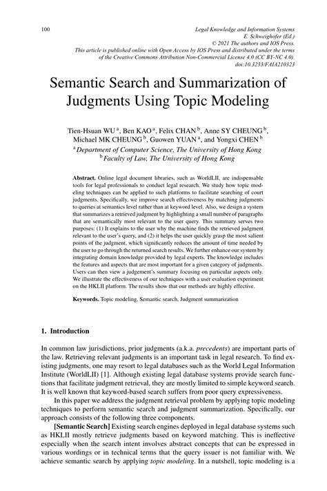 pdf semantic search and summarization of judgments using topic modeling