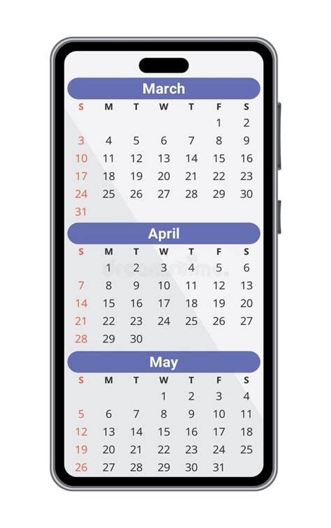 Mobile Calendar App Month Week And Day Interface Application Daily