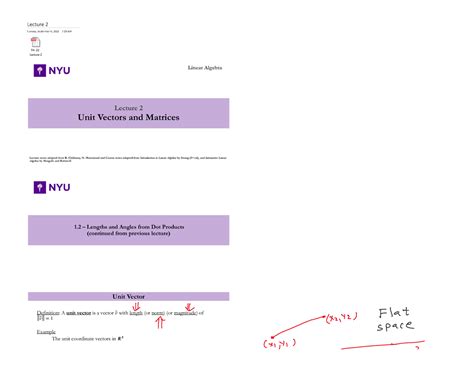 Lecture 2 Linear Algebra Notes MATHUA140 Lecture 2 Tuesday