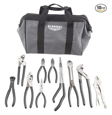 10 Piece Pliers Set Tools With Zippered Carry Bag Needle Nose Wire