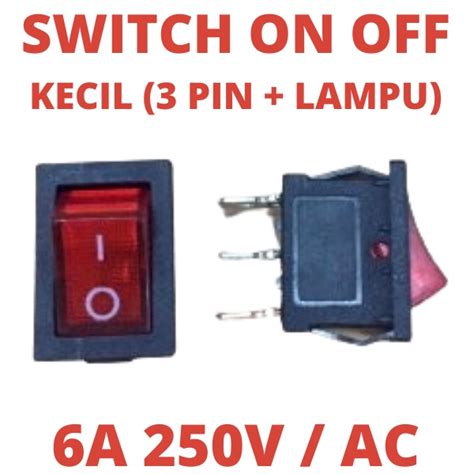 Hitam Merah 3pin Small Switch Switch Light Three Feet On Off Switch