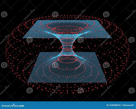 mathematics space model of a wormhole 3d rendering stock illustration