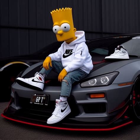 Bart Simpson Sport Car Nike Outfit Jordans Bart Simpson Art Swag Cartoon Simpsons Art