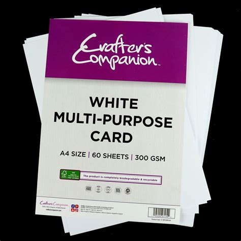 Crafters Companion White Multi Purpose Card 60 Sheets 300gsm