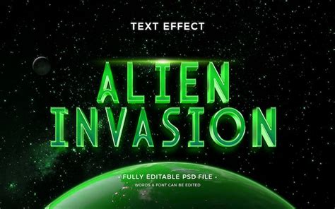 Premium Psd Alien Invasion Text Effect Design