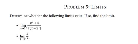 solved problem 5 limitsdetermine whether the following