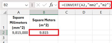 Excel Convert Function Effortless Square Mm To Square M Formula