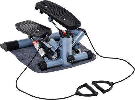 Homcom Mini Stepper Step Machine With Resistance Bands And Cushion Mat For Leg Arm