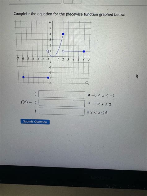 Solved Complete The Equation For The Piecewise Function