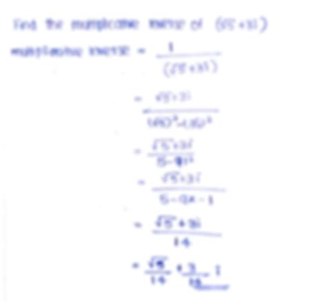 SOLUTION Multiplicate Inverse Of A Complex Number Studypool