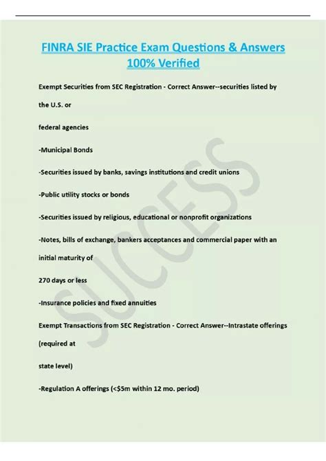 FINRA SIE Practice Exam Questions Answers Correct SIE FINRA Stuvia US