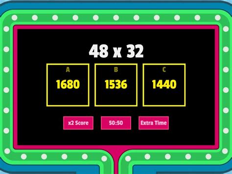 Multiplicacion De Numeros Gameshow Quiz