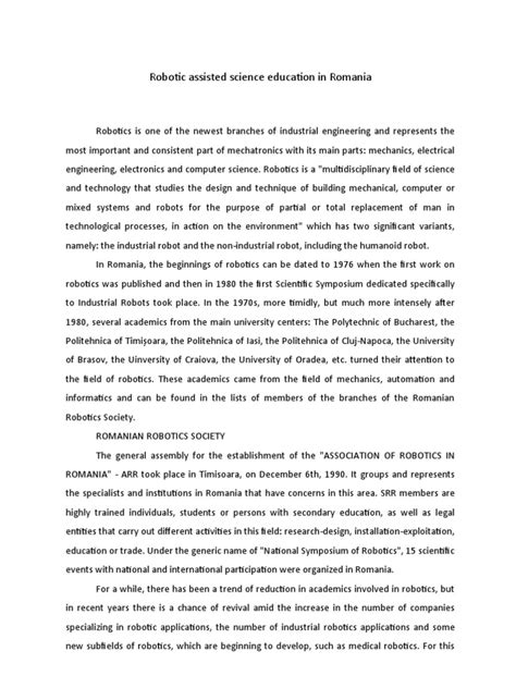 Robotic Science Education Pdf Robotics Robotics