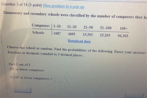 solved question 3 of 14 1 point view problem in a pop up