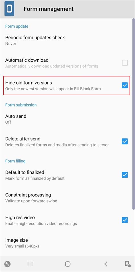 how do i hide the old forms in my kobocollect android app when i have