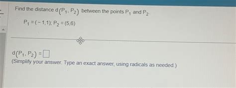 solved find the distance d p1 p2 ﻿between the points p1