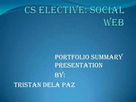 Cs Elective Ppt