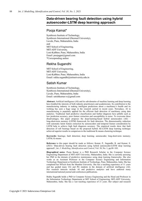 Pdf Data Driven Bearing Fault Detection Using Hybrid Autoencoder Lstm