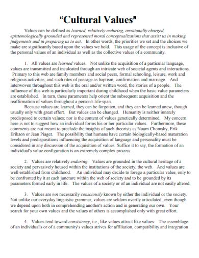 25 Cultural Values Examples To Download