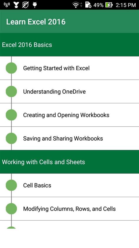 learn microsoft excel 2016 apk for android download